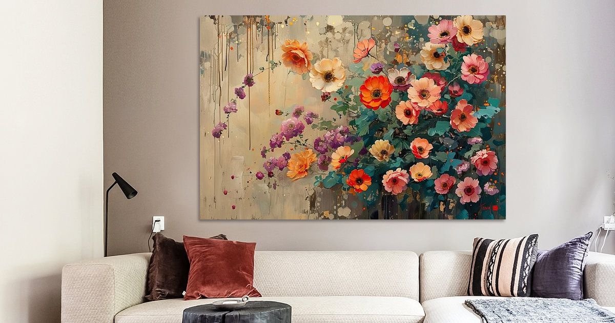 Bloemen Monet Stijl van De Mooiste Kunst op canvas, behang en meer